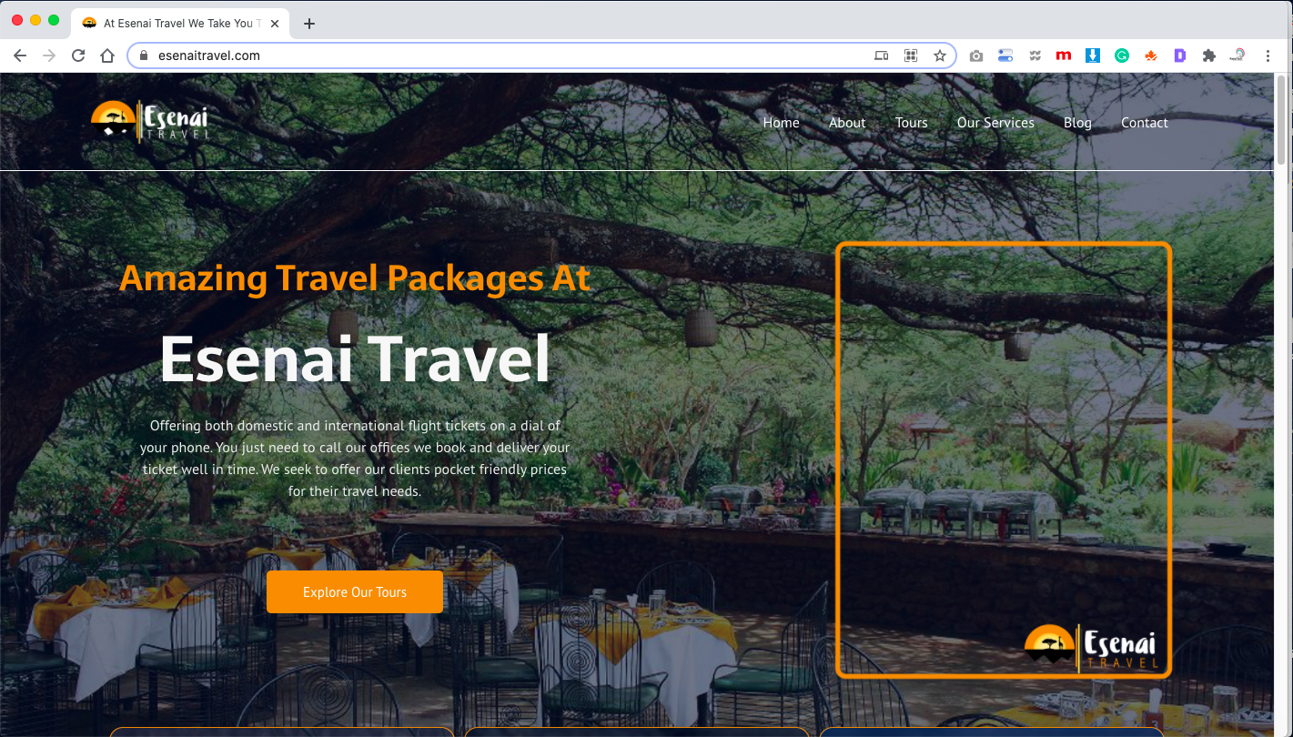 Esenai Travel Website Designed By Kanatech Systems | +254 725 959 830